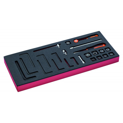 Jeu de douilles 1/4" et cliquet à tête ronde, module mousse 1/3 Fit&Go ...