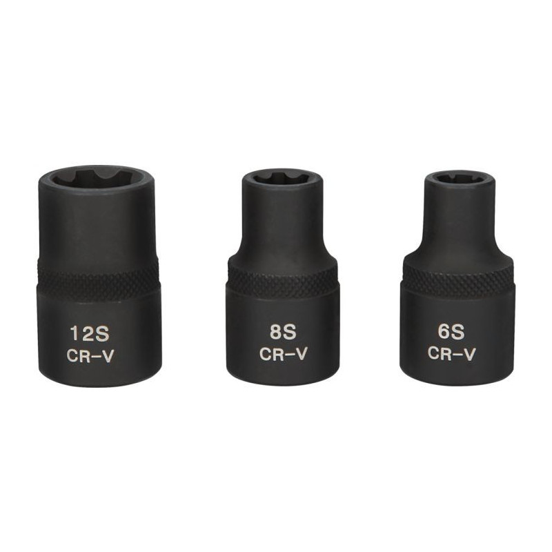 Jeu de 3 douilles RIBE 1/2'' pour culasse, M6 - M8 - M12 - KSTools | 911.0895