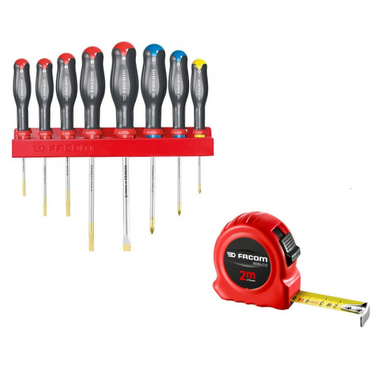 Jeu de 8 tournevis Protwist avec rack de rangement - FACOM FRANCE | AT8.2MPF-GR